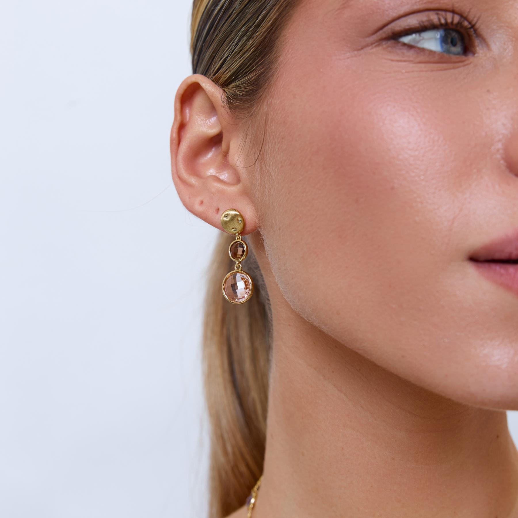עגילי Marlena זהב חום ופודרה – Danon Jewellery